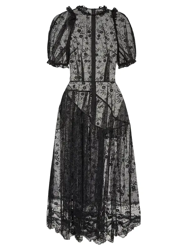Simone Rocha Embellished Lace Midi Dress - Black