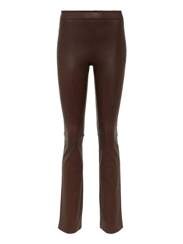 Stouls Leather Bootcut Pants - Brown
