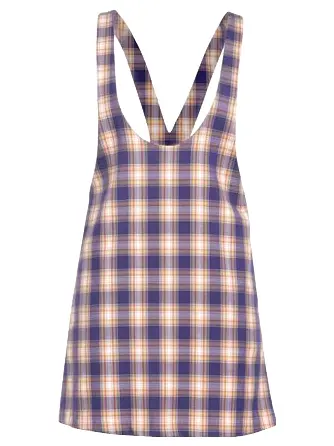 VICOLO Overalls In Tartan Pattern - Purple