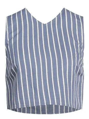 RUE•8ISQUIT Striped Woven Crop Top - Blue
