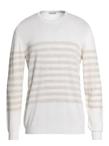 CASHMERE COMPANY Linen Striped Sweater - White