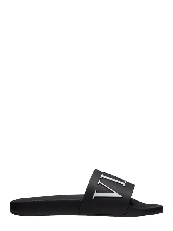 Valentino Garavani Vltn Rubber Slider Sandals - Ebony White