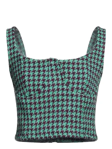 VANESSA SCOTT Tweed Houndstooth Crop Top - Green