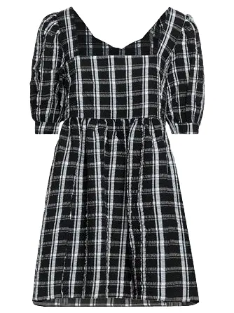 Bolongaro Trevor Crinkled Checked Mini Dress - Black