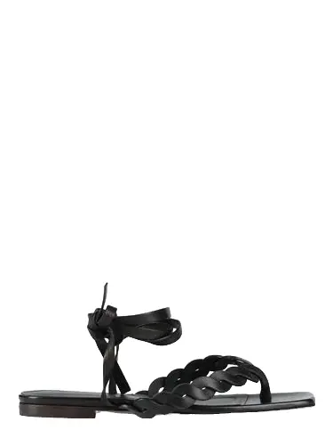 HAZY Lace-up Thong Sandals - Black