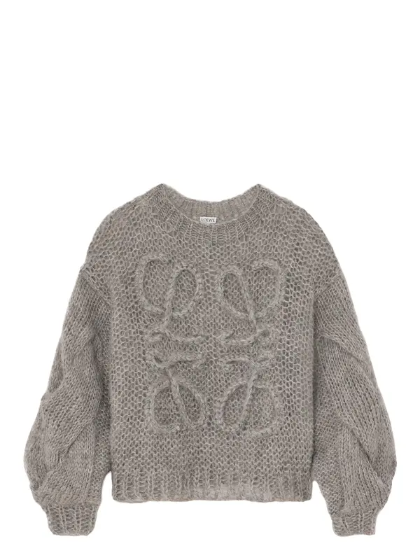 Loewe Anagram Oversized Mohair-blend Sweater - Gray