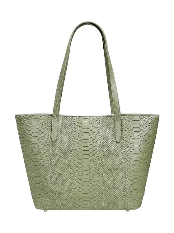 Gigi New York Teddie Embossed Python Leather Tote - Natural