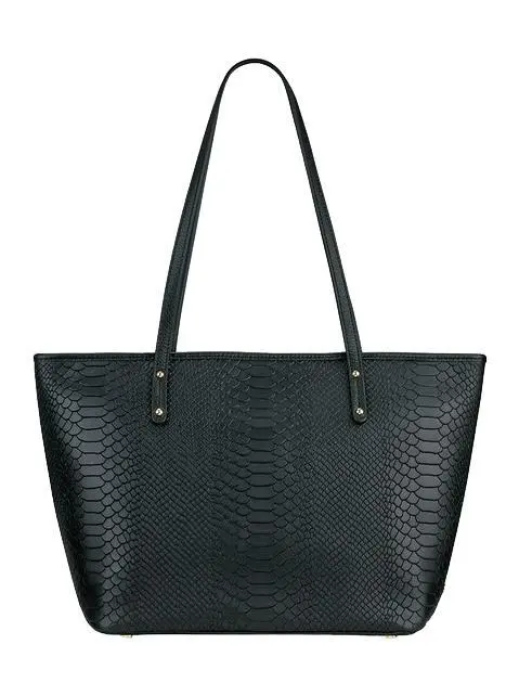 Gigi New York Zip Taylor Embossed Python Tote - Black