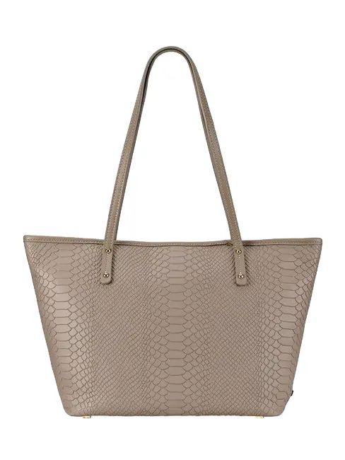 Gigi New York Zip Taylor Embossed Python Leather Tote - Natural