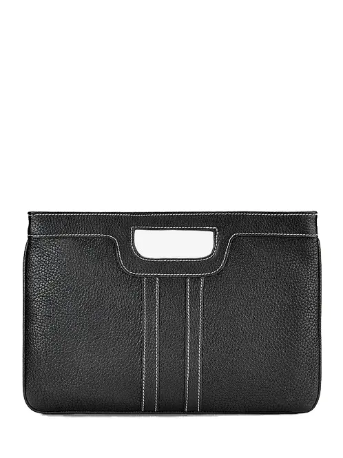 Gigi New York Camilla Pebble Grain Leather Clutch - Stripe