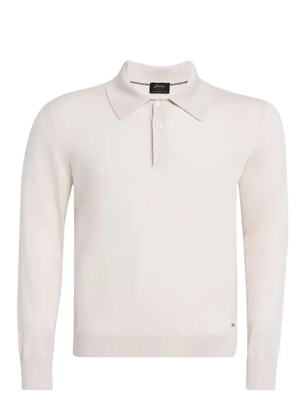 Brioni Cashmere-silk Polo Sweater - Ivory