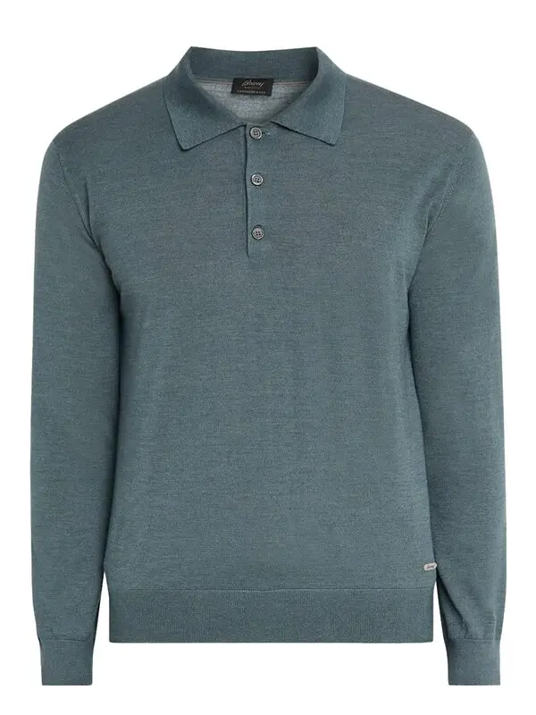 Brioni Cashmere-silk Polo Sweater - Loden