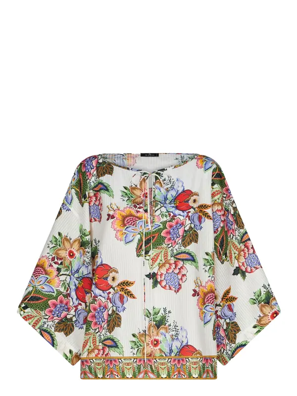 Etro Floral-print Draped Blouse - Neutrals