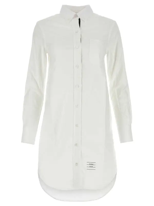 Thom Browne Crinkled Cotton Shirtdress - White