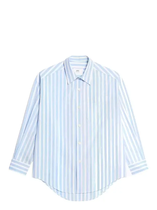 Ami Striped Cotton Shirt - Blue
