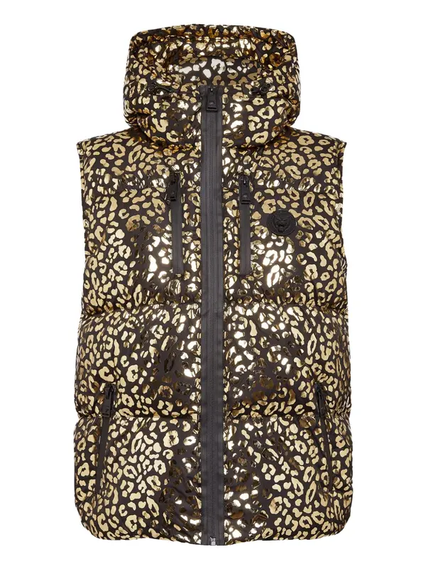 PLEIN SPORT Leopard-print Puffer Gilet - Gold