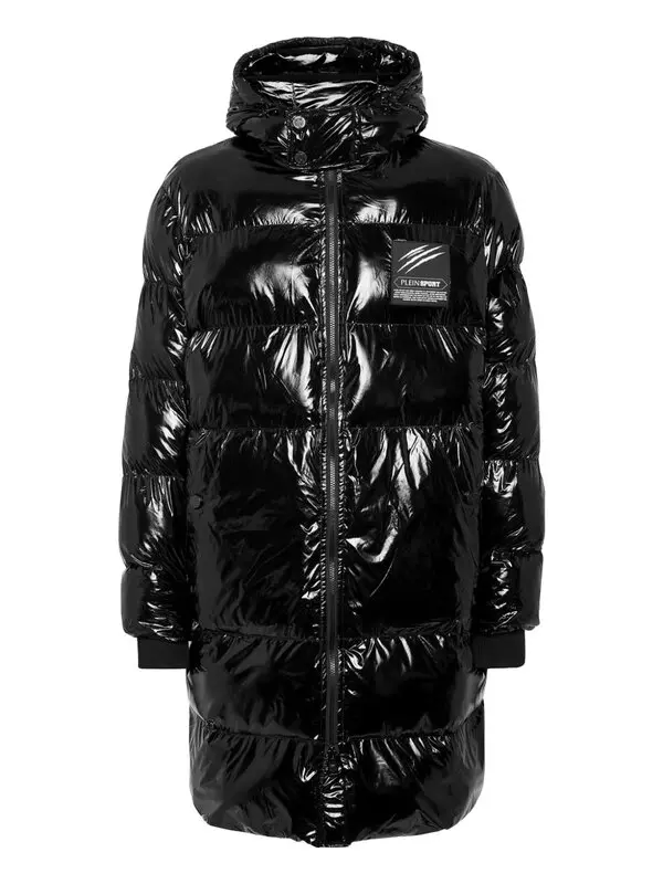 PLEIN SPORT High-shine Quilted Padded Coat - Black