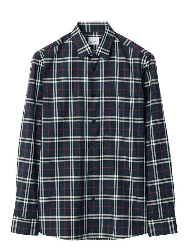 Burberry Simpson Checked Cotton Shirt - Black