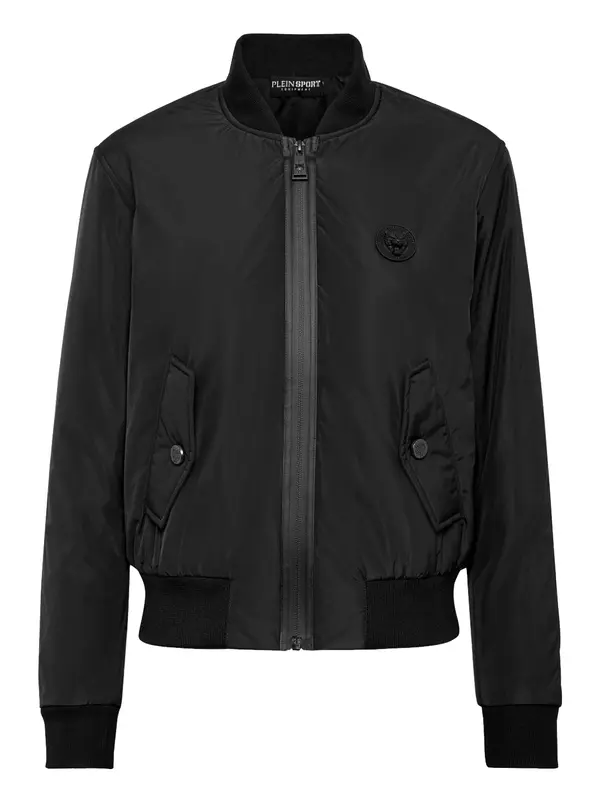 PLEIN SPORT Logo-patch Zip-up Bomber Jacket - Black