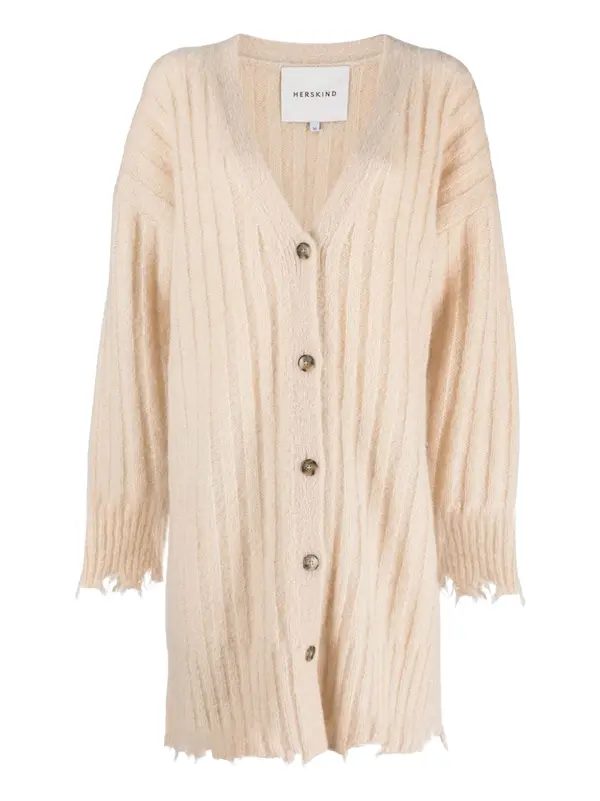 HERSKIND Ribbed Cardigan-coat - Neutrals