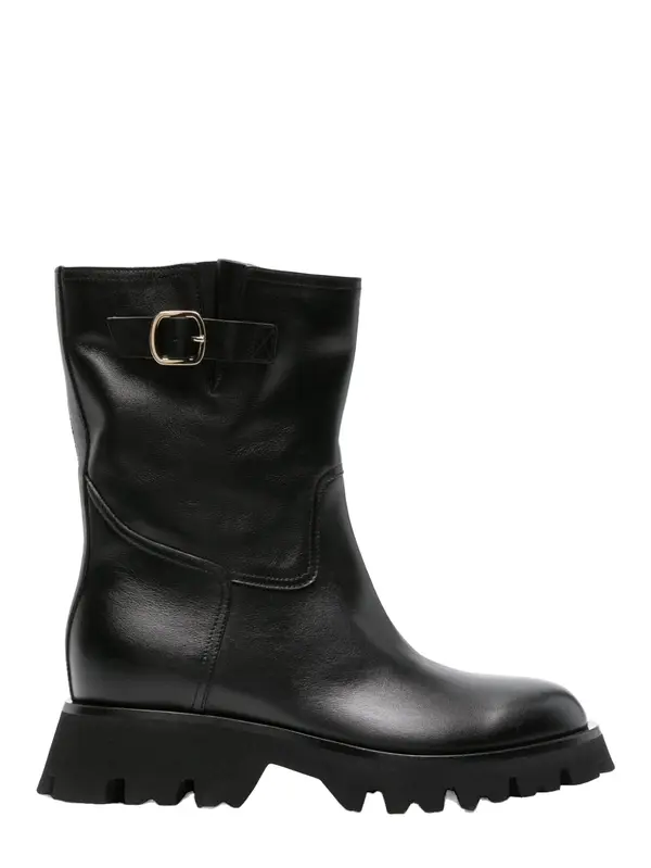 Santoni Zip-up Ankle Leather Boots - Black