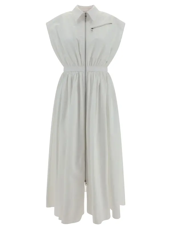 Alexander McQueen Belted Cotton Shirtdress - White