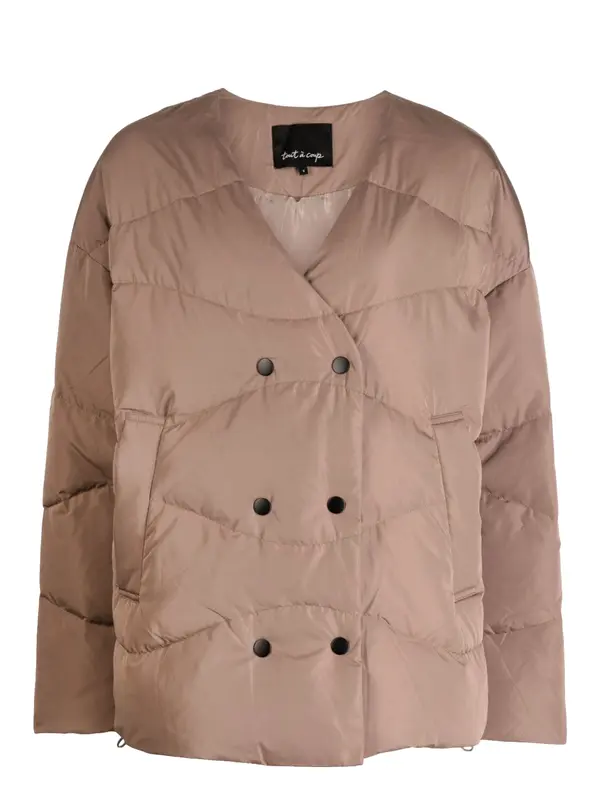 TOUT A COUP Double-breasted Padded Jacket - Brown
