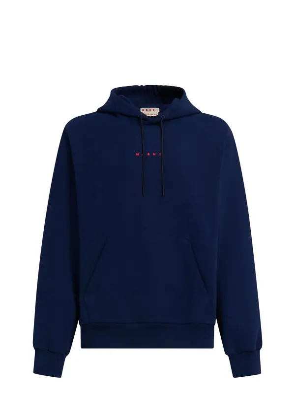 Marni Logo-print Cotton Hoodie - Blue