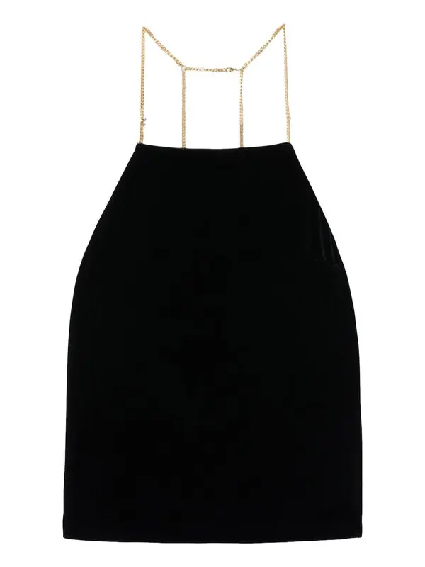Palm Angels Chain-embellished Velvet Top - Black