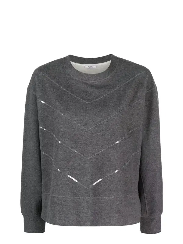 Peserico Sequin-embellished Crew-neck Sweatshirt - Grey