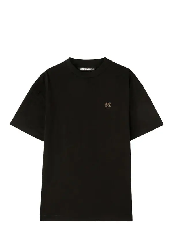 Palm Angels Monogram-appliqué Cotton T-shirt - Black