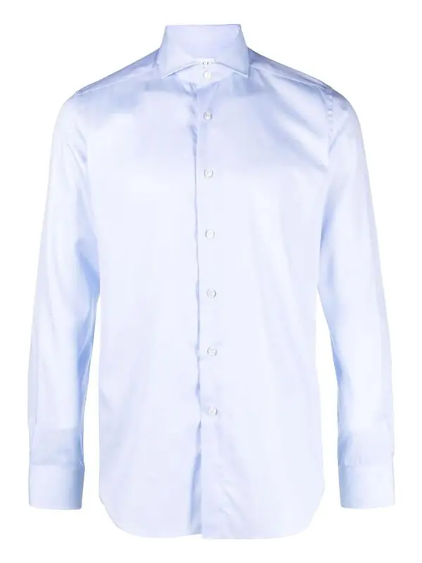 XACUS Spread-collar Cotton Shirt - Blue