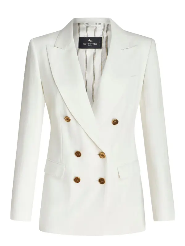 Etro Slub-texture Double-breasted Blazer - White