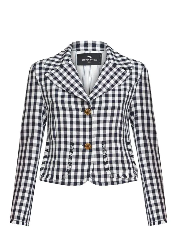 Etro Gingham-check Short Jacket - Blue