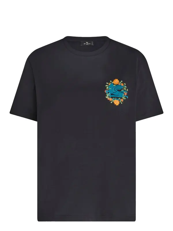 Etro Pegaso-embroidered T-shirt - Black