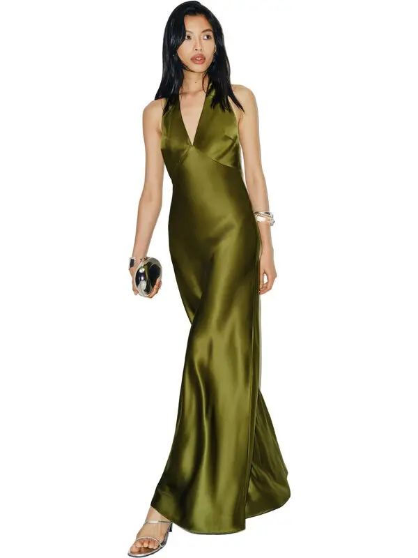 REFORMATION Daniela Silk Maxi Dress - Green