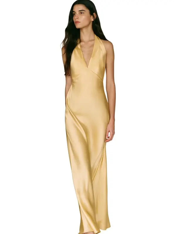 REFORMATION Daniela Silk Maxi Dress - Yellow