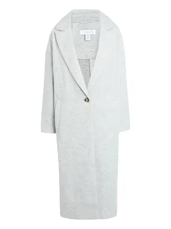 Topshop Single-breasted Felt Coat - Grey