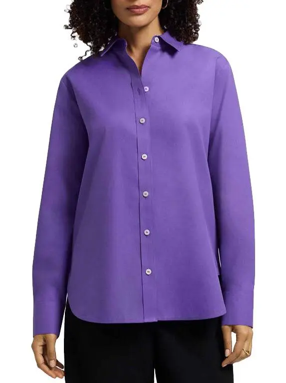 Foxcroft Meghan Solid Cotton Button-up Shirt - Royal Purp