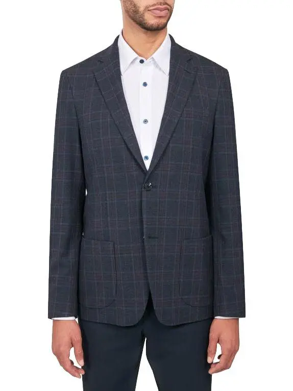 W.R.K Slim Fit Plaid Sport Coat - Navy
