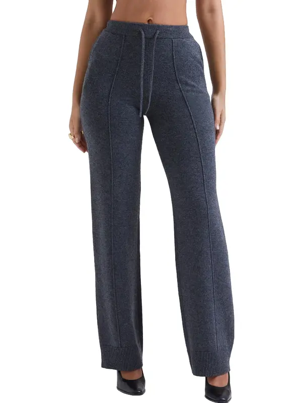 House Of Cb Yalina Knit Track Pants - Grey Melange