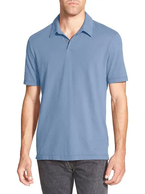 JAMES PERSE Slim Fit Sueded Jersey Polo - Bluestone