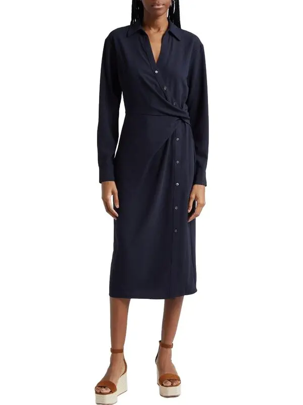 Veronica Beard Wright Long Sleeve Dress - Navy