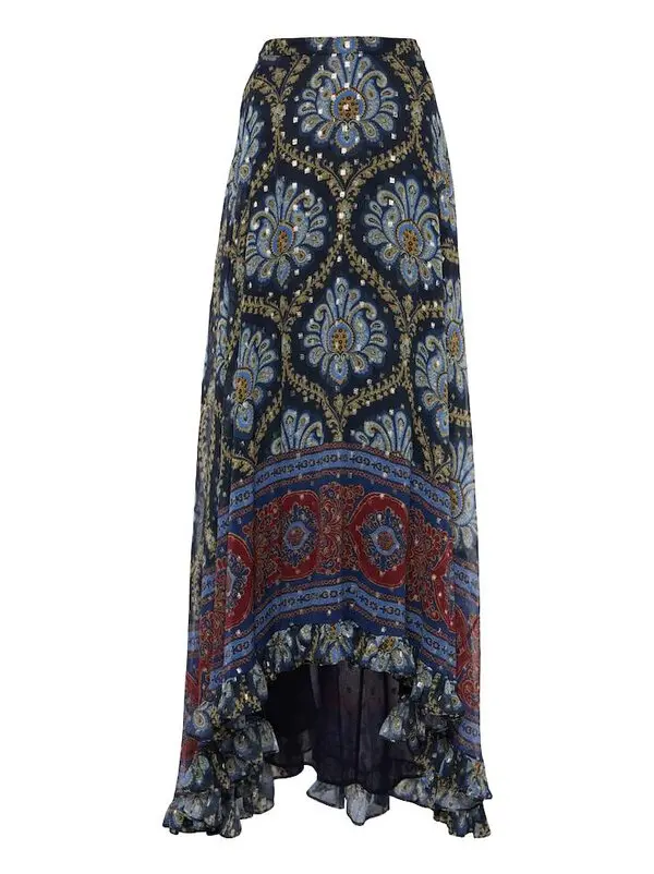 Etro Paisley Jacquard Maxi Skirt - Blue