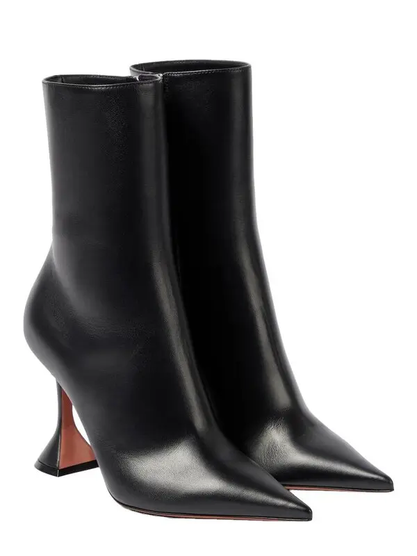 Amina Muaddi Giorgia 95 Leather Ankle Boots - Black