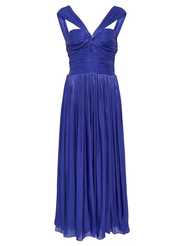Costarellos Cavana Lurex Georgette Midi Dress - Blue