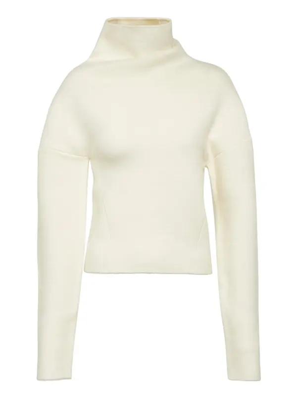 THE ROW Enoch Asymmetric Merino Wool Turtleneck Sweater - White
