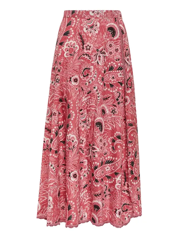 Etro Paisley Cotton And Silk Maxi Skirt - Red