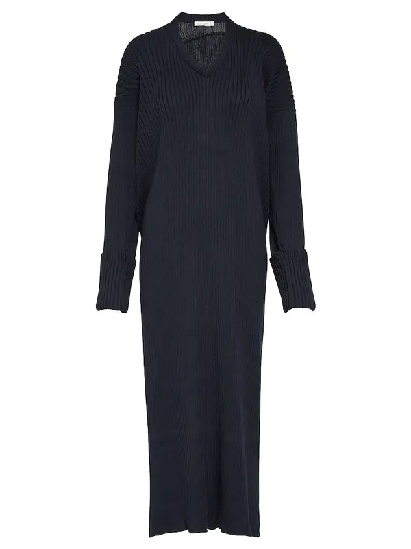THE ROW Elodie Knitted Cotton Maxi Dress - Blue