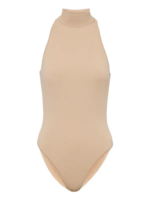 Alaïa Halterneck Jersey Bodysuit - Beige